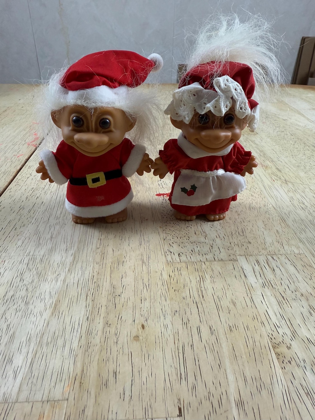 Vintage RUSS Santa and Mrs. Claus Christmas 5" Troll Dolls Pair Doll ...