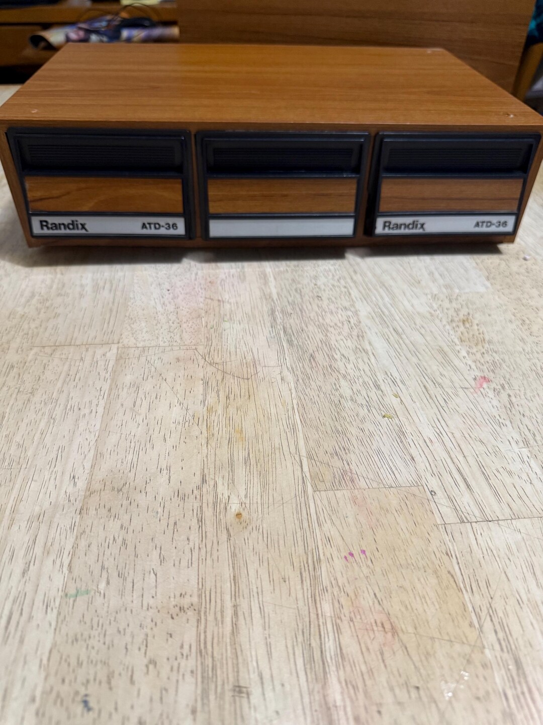 Vintage Cassette Tape Storage 3 Drawer 36 Tapes Box Holder Wood Randix ...