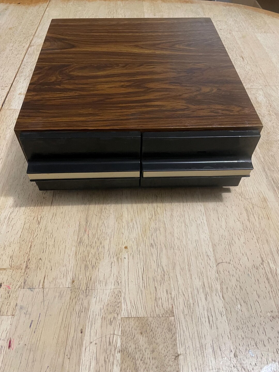 Kenmark Cassette Tape Cabinet 2 Drawer Holder Faux Wood Storage Case ...