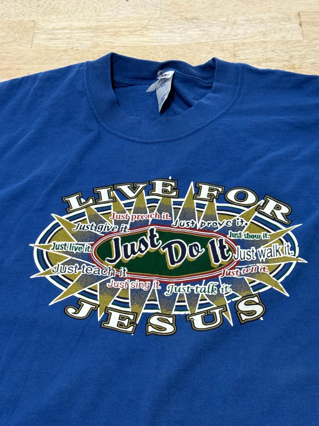 Vintage "live for Jesus" Nike Parody Just Do It T Shirt XXL 2XL Blue ...