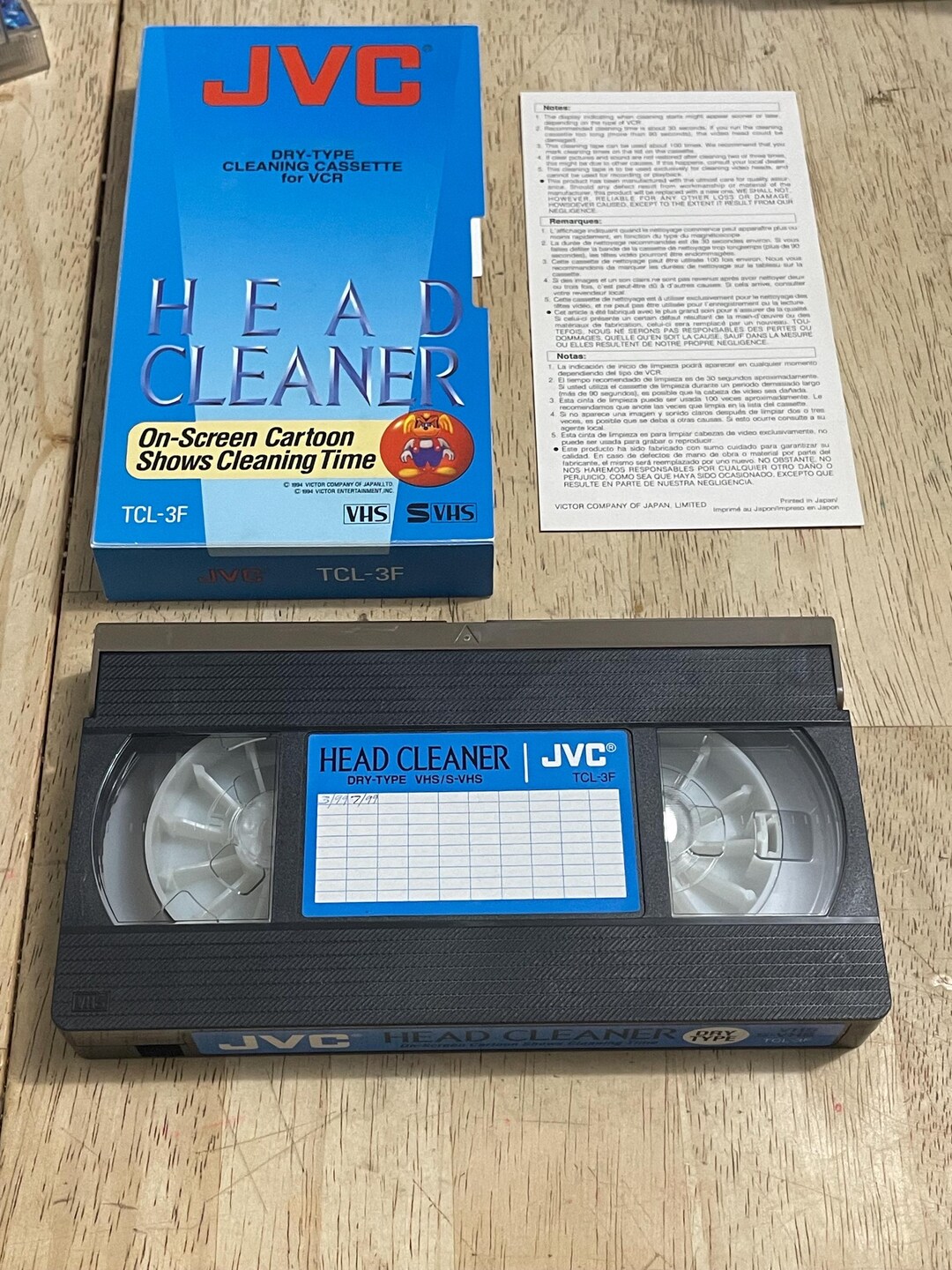 JVC Dry Type VHS Head Cleaner Tape, TCL-3F Cassette for Vcr Tape. - Etsy