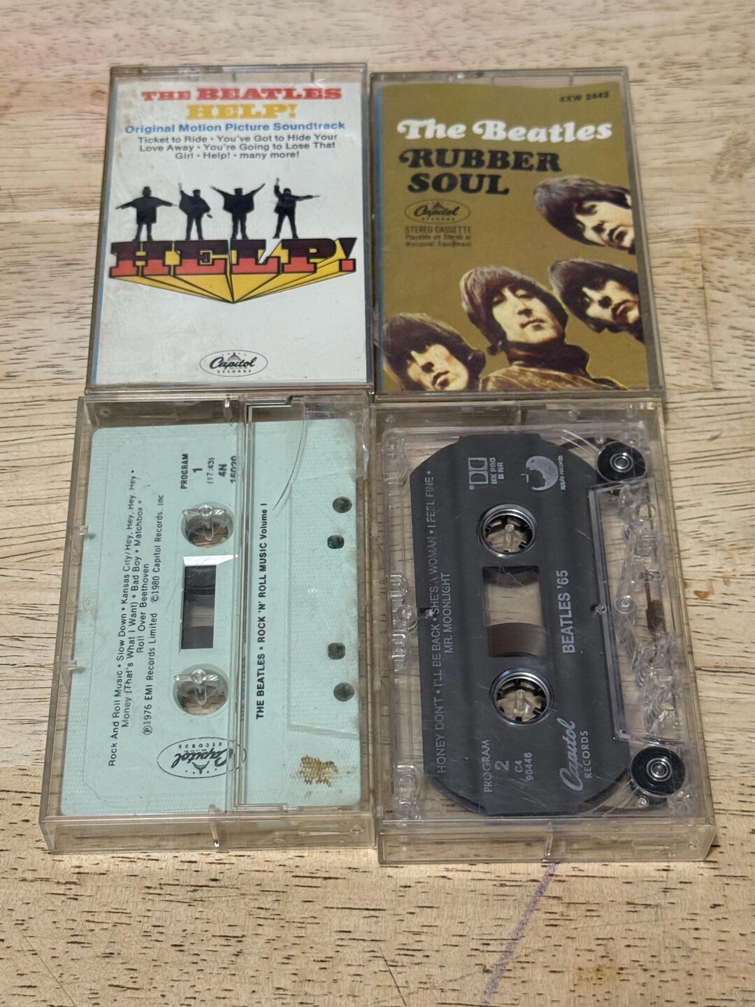 Lot of 4 the Beatles Cassette Tapes help, 65, Rubber Soul, Rock N Roll ...