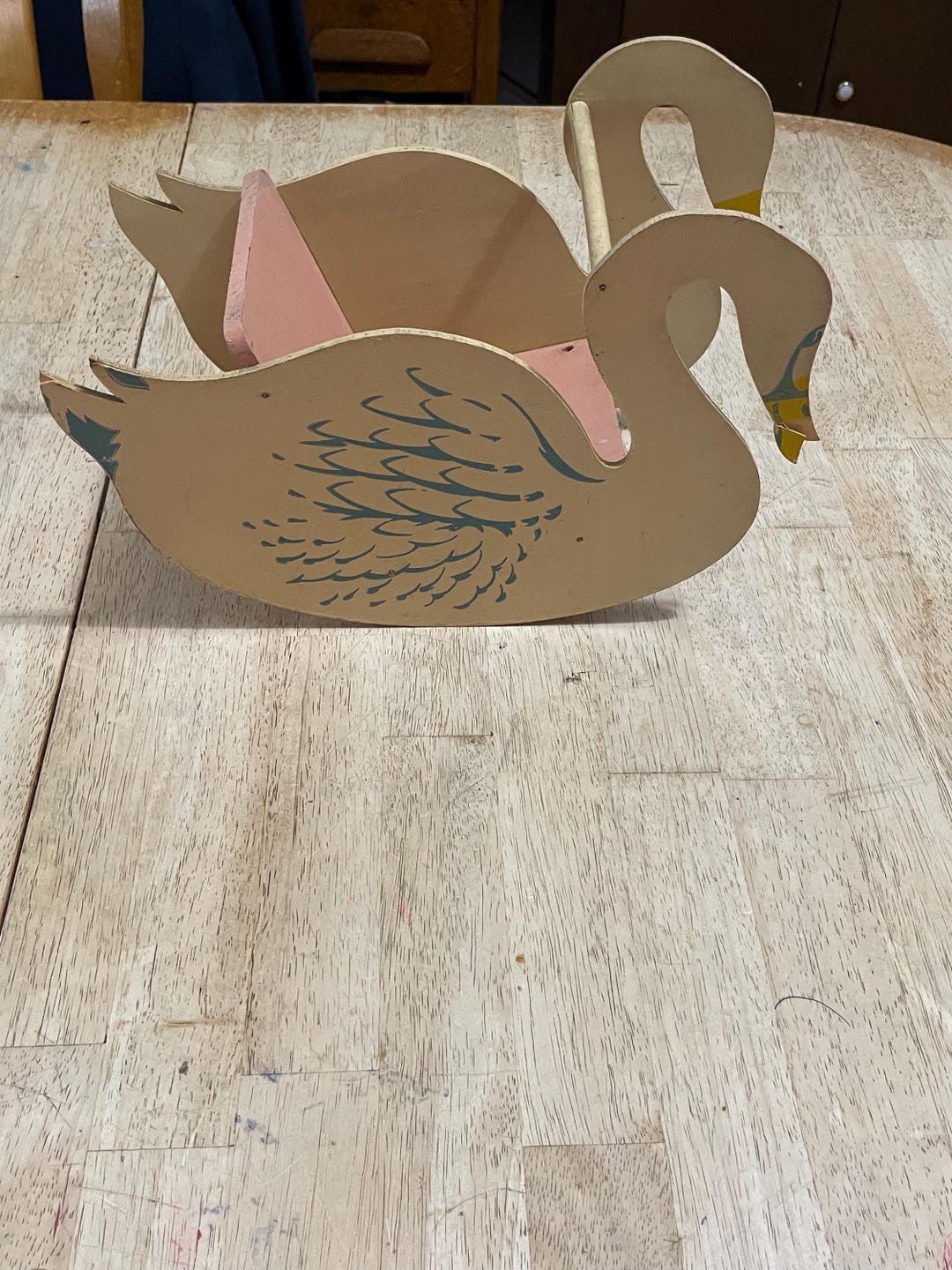 Vintage Toy Wood Swan Duck Rocker Seat W/original Rustic Paint & Charm ...