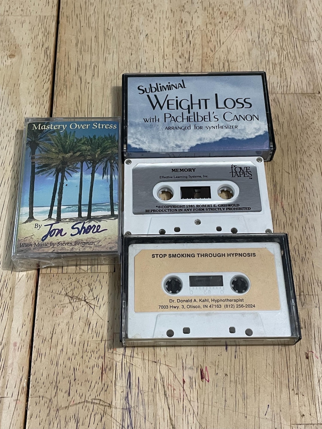 Lot of 4 Subliminal Cassette Tapes Hypnosis Stop Smoking Master Stress ...