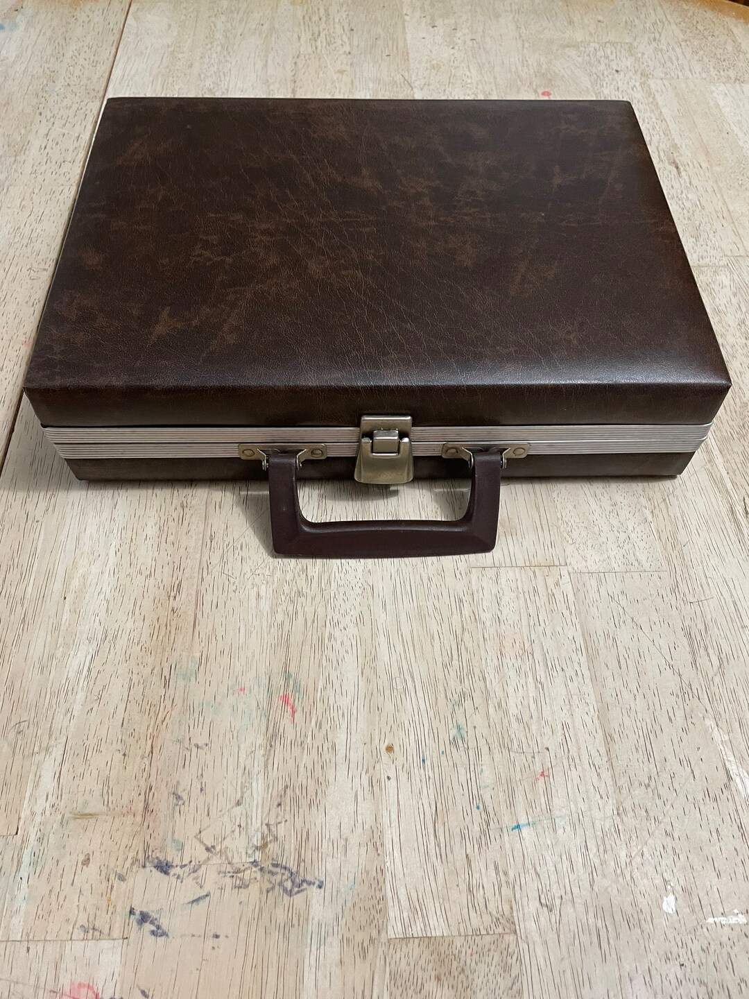 Vintage BMI 30 Cassette Tape Holder Storage Carry Suitcase Style Brown ...