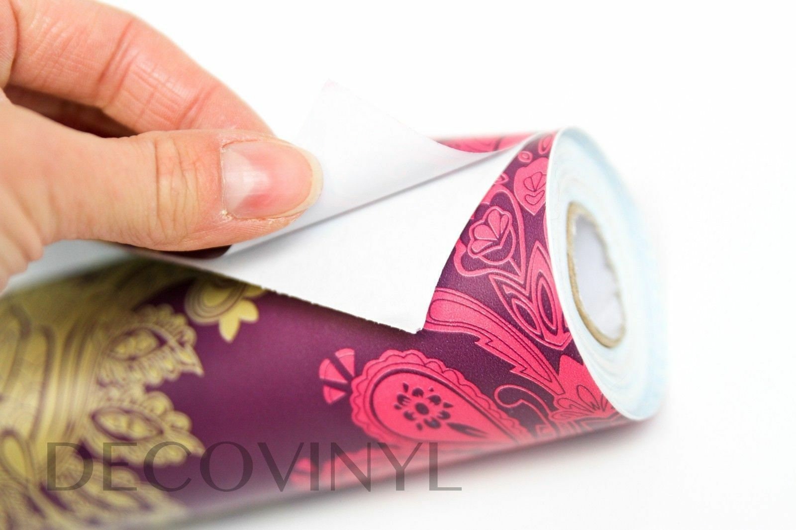 5m X 45cm Purple Damask Sticky Back Plastic Pink Adhesive Wallpaper ...