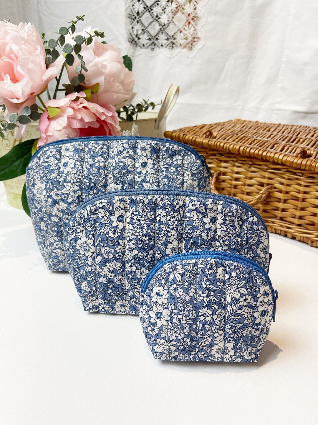 Quilted Bag Cosmetic Wash Bag & Coin Purse Delph - Etsy UK