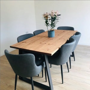 Dining Table Bench Trapezium Steel Metal Geometric Legs Dine Table ...