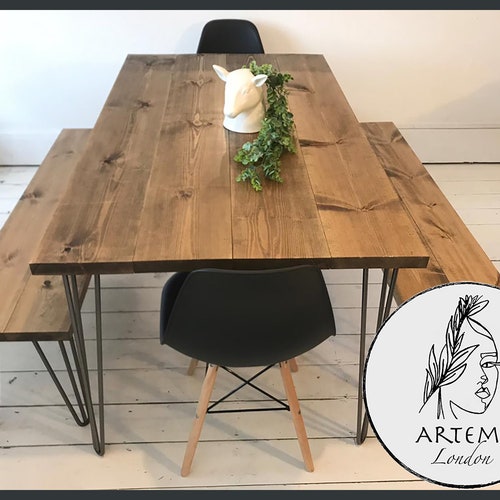 ARTEMIS Industrial Dining Table Bench Chairs Free Delivery - Etsy UK