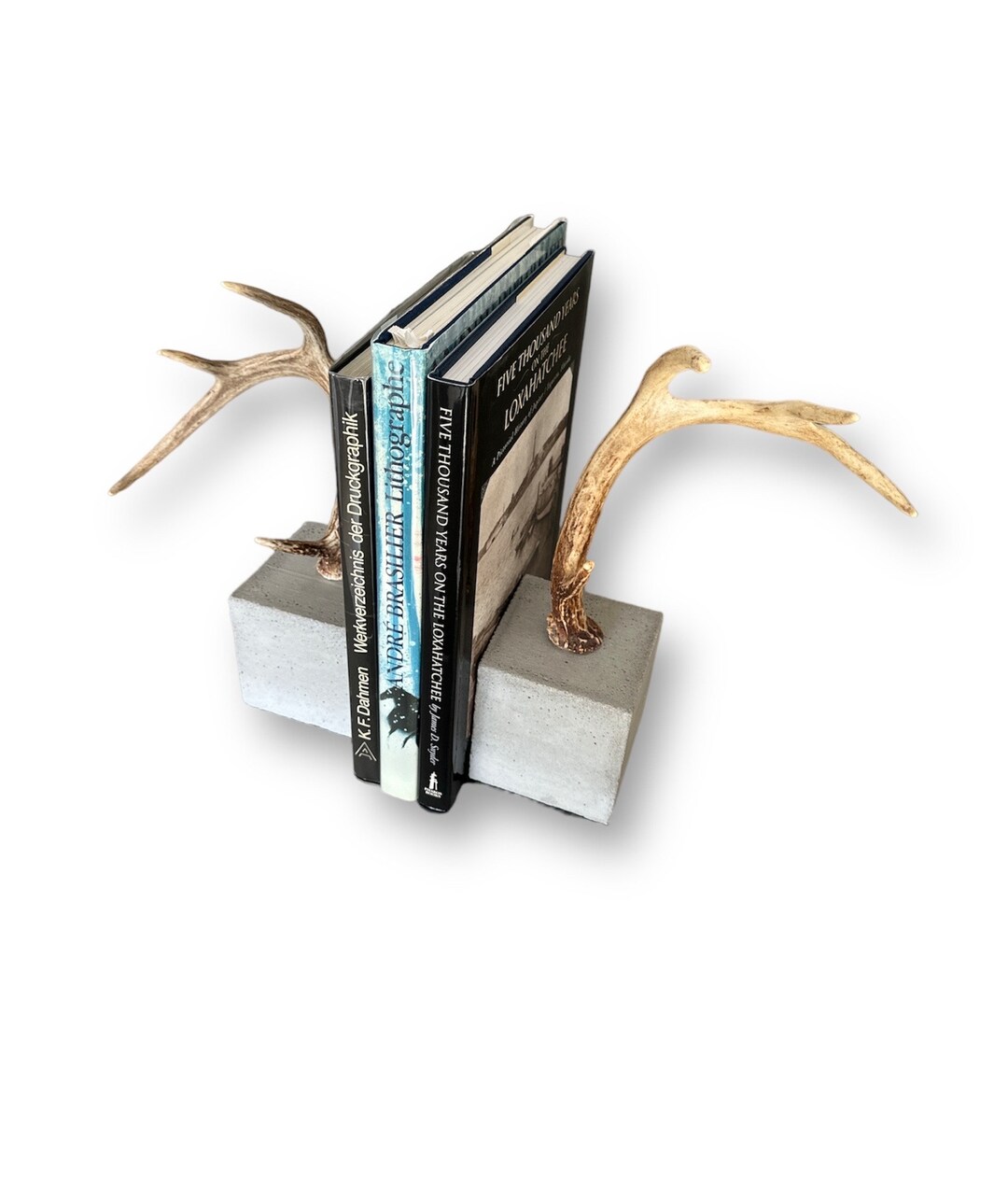 Heavy Duty Concrete Bookends With Antlers large Bookends - Etsy