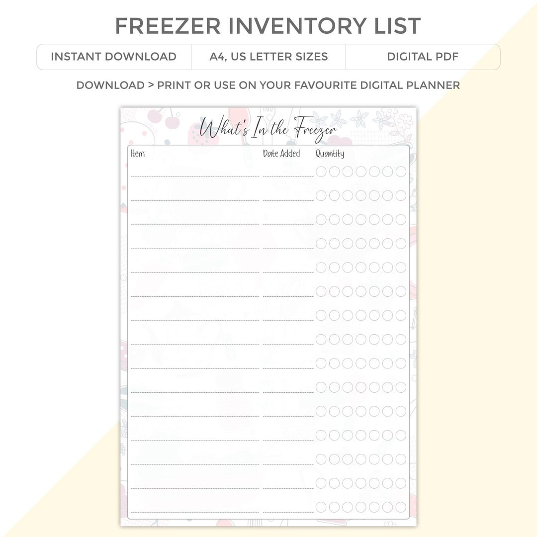 Freezer Inventory Board | Printable Freezer Organiser | Downloadable ...
