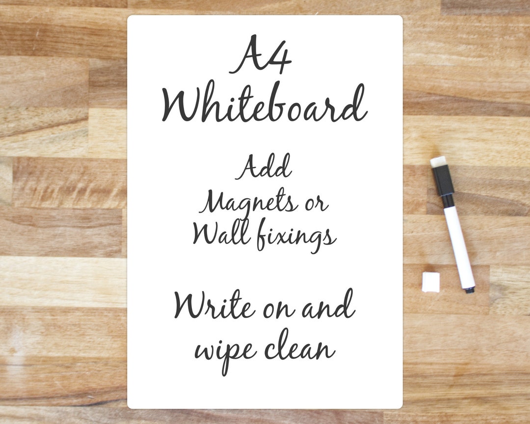 A4 approx Blank Dry-wipe, Whiteboard, Use for Any Purpose. Memo Board ...