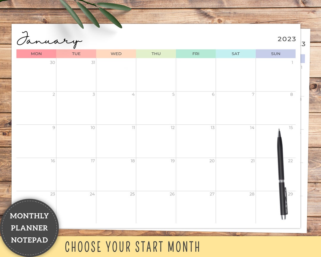 12 Months Monthly Tear-off Calendar Notepad- A4 Tearable Notepad ...