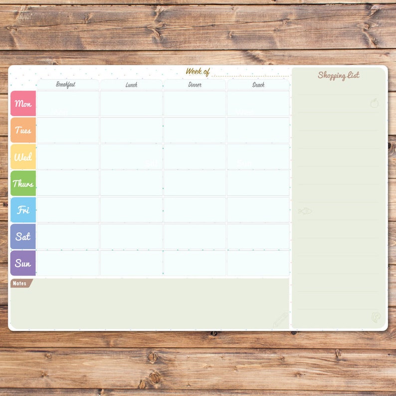Personalised Dry Wipe Whiteboard Weekly Menu Planner Board - Etsy UK