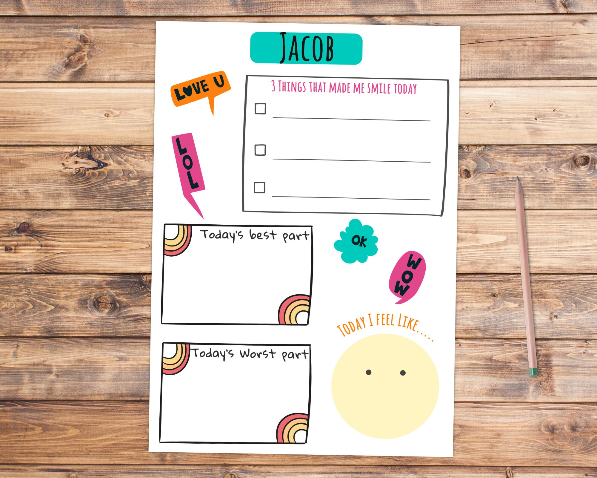 Paper A4 or A5 Worry Diary Childrens Mental Health Planner Personalised ...