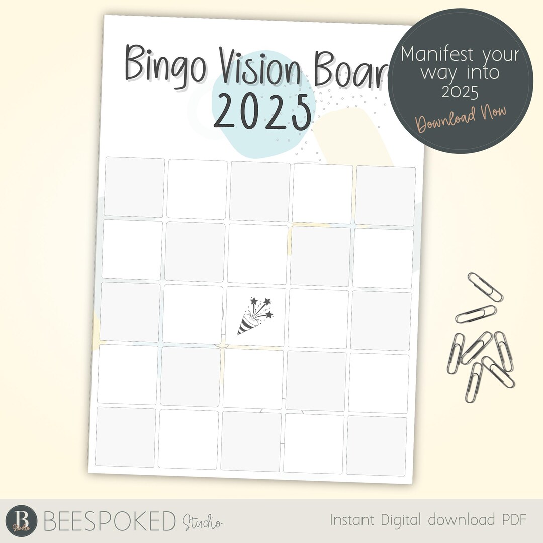 2025 Bingo Vision Board Instant Download, Printable Goal Setting ...