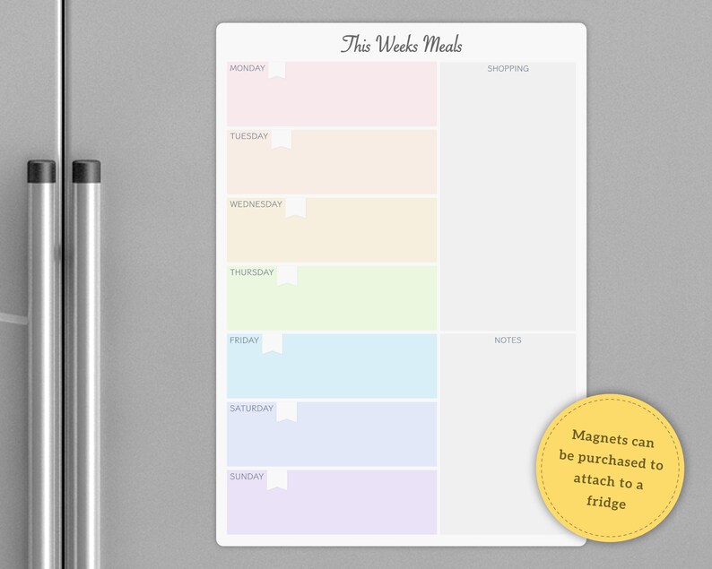 Dry Wipe Whiteboard Weekly Family Menu Meal Planner Board With - Etsy UK