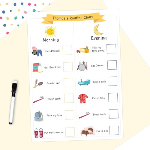 Personalised A4 Kids Routine Chart Morning and Evening - Etsy UK