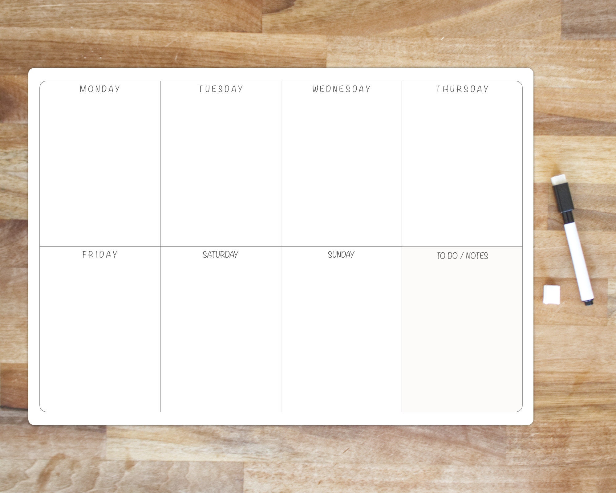 Personalised Weekly Planner Whiteboard, Family Planner Dry Wipe, Meal ...