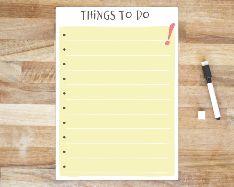 Things to Do Dry Erase Whiteboard. Reusable To-do List With - Etsy UK