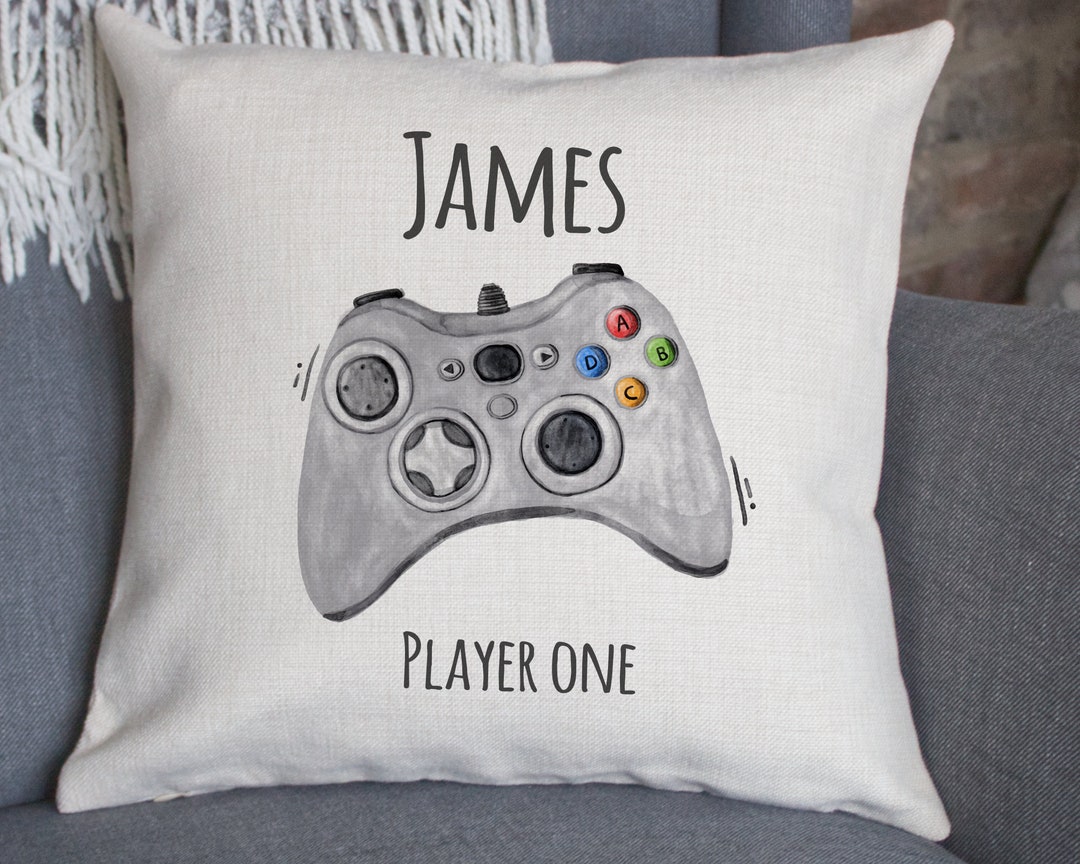 Personalised Games Controller Cushion Cover, Gaming Linen Style Cushion ...