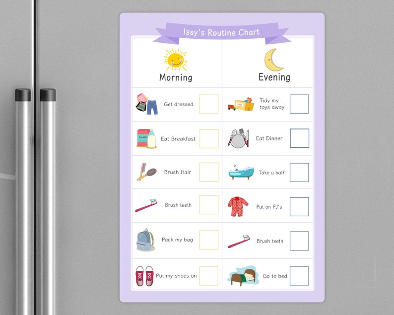 Personalised Children's Dry Wipe Routine Chart Morning - Etsy