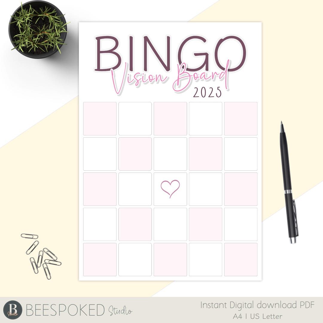 Buy Pink 2025 Bingo Vision Board Instant Download, Printable Goal ...