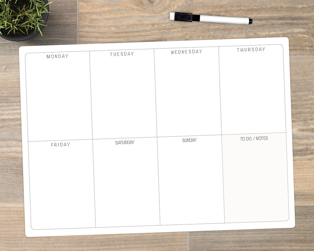 Personalised Weekly Planner Whiteboard, Family Planner Dry Wipe, Meal ...