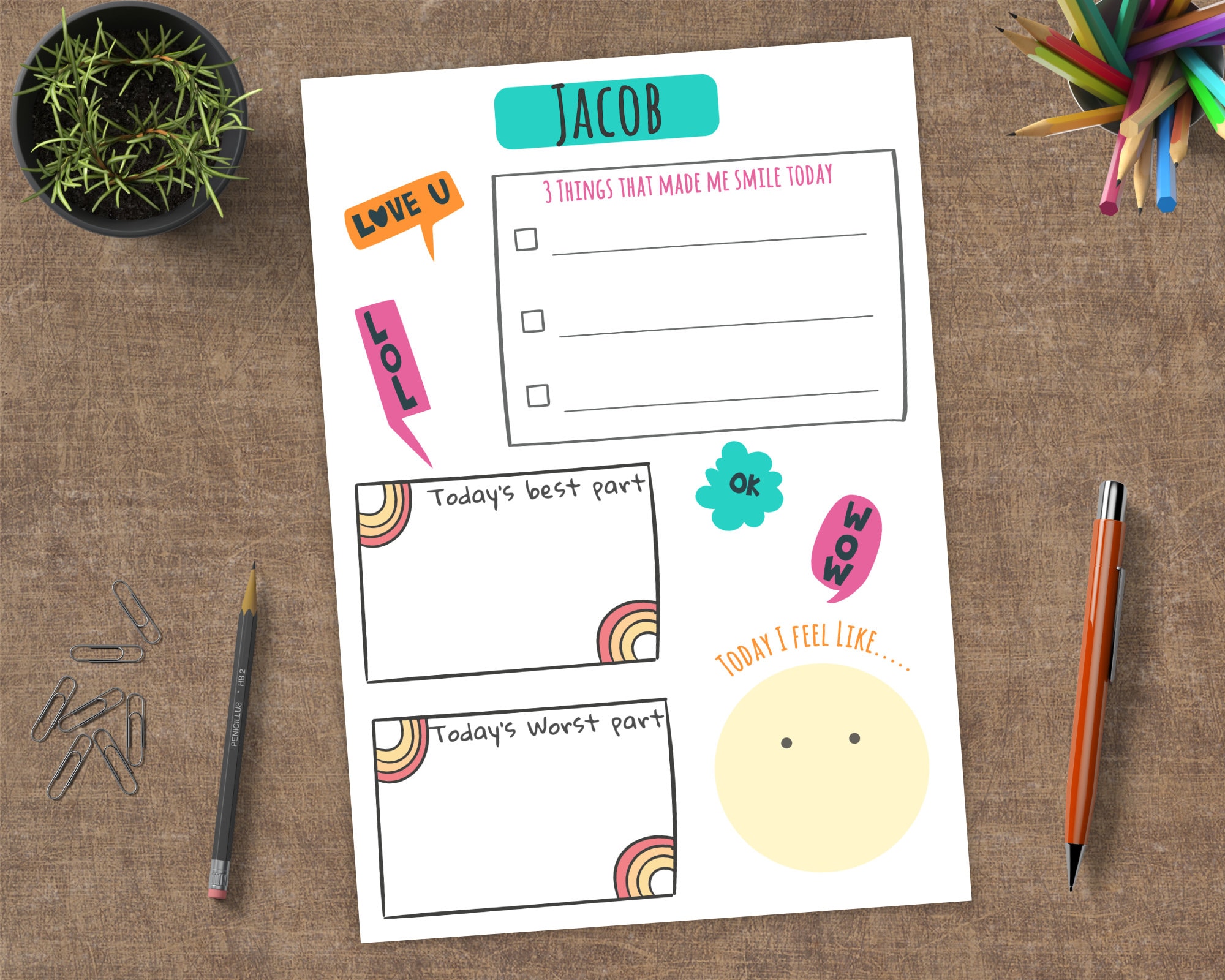 Paper A4 or A5 Worry Diary Childrens Mental Health Planner Personalised ...