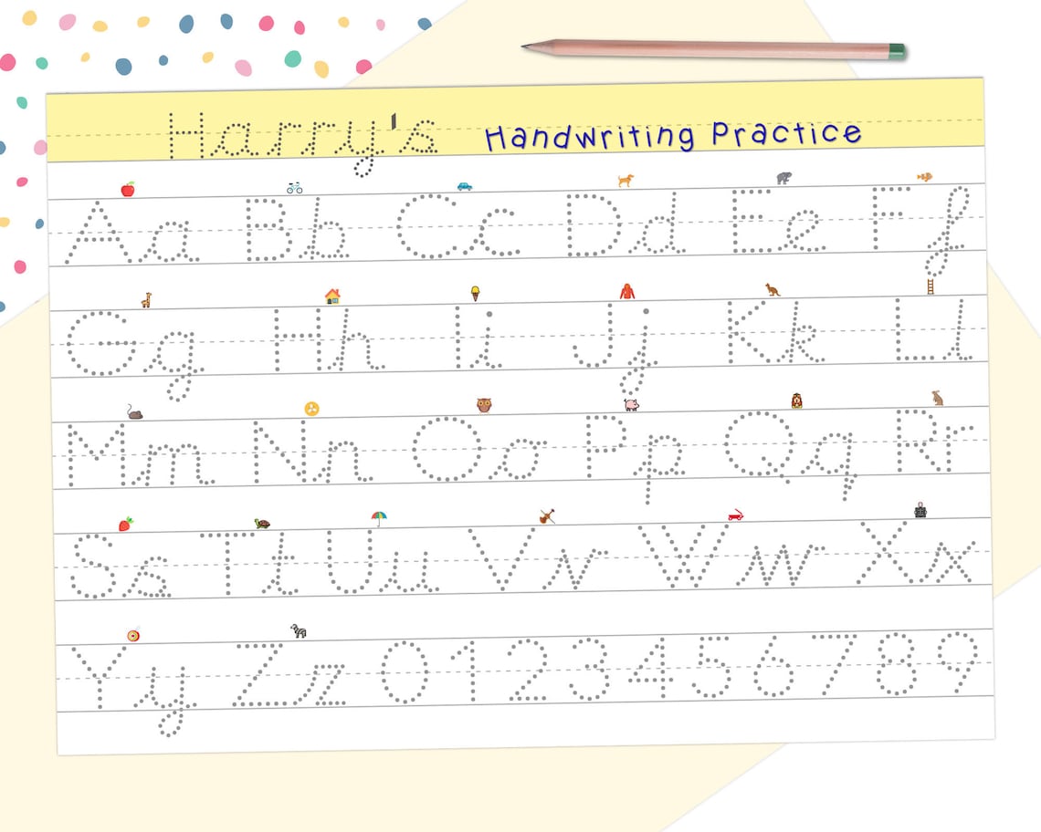 Personalised Kids Pre Cursive Handwriting Practice Download | Etsy UK