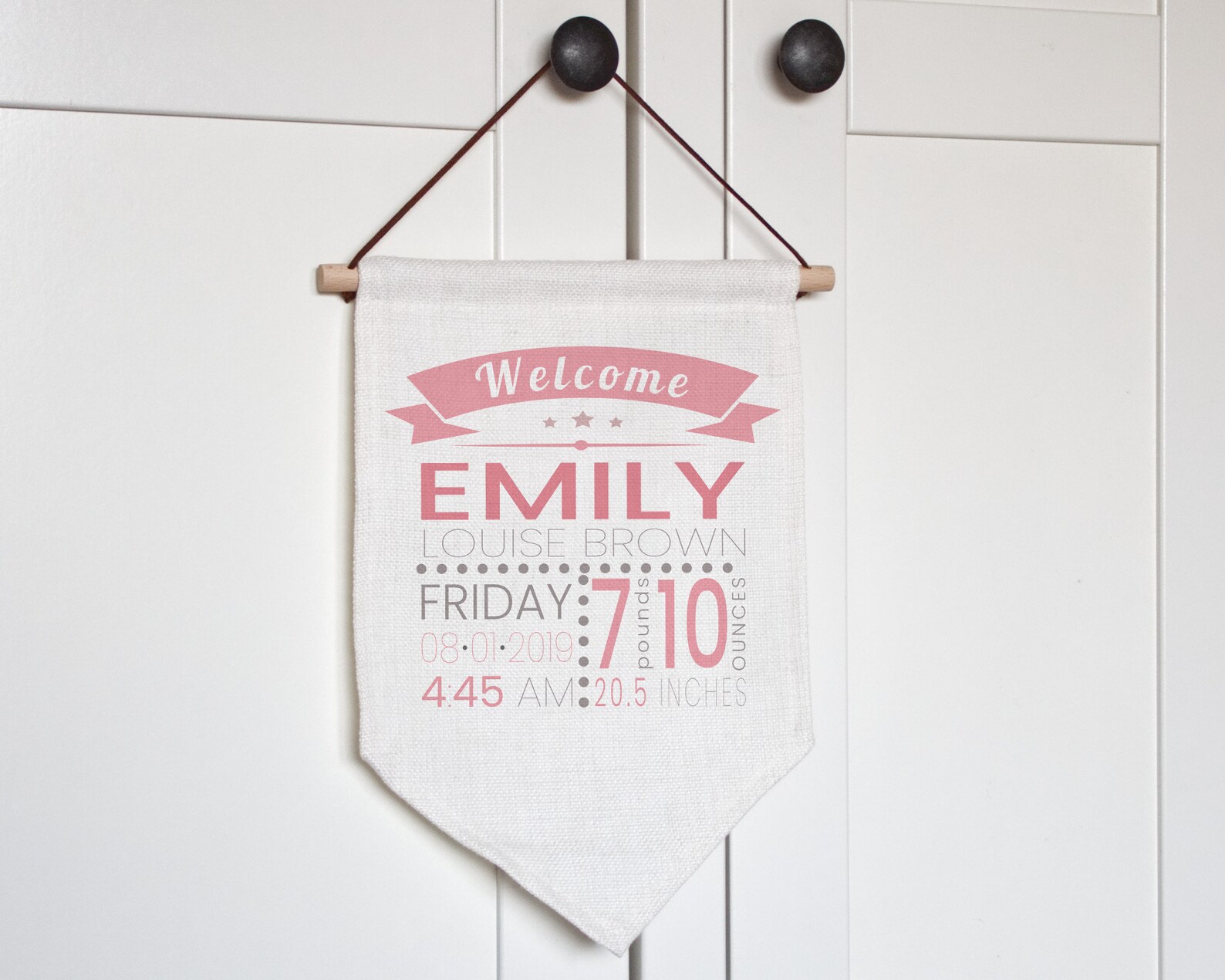 Personalised Linen Flag Personalised New Baby Gift Birth | Etsy UK