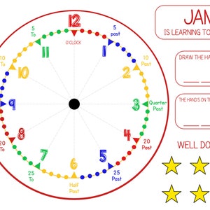 Personalised Kids Learning to Tell the Time Download, Telling the Time ...
