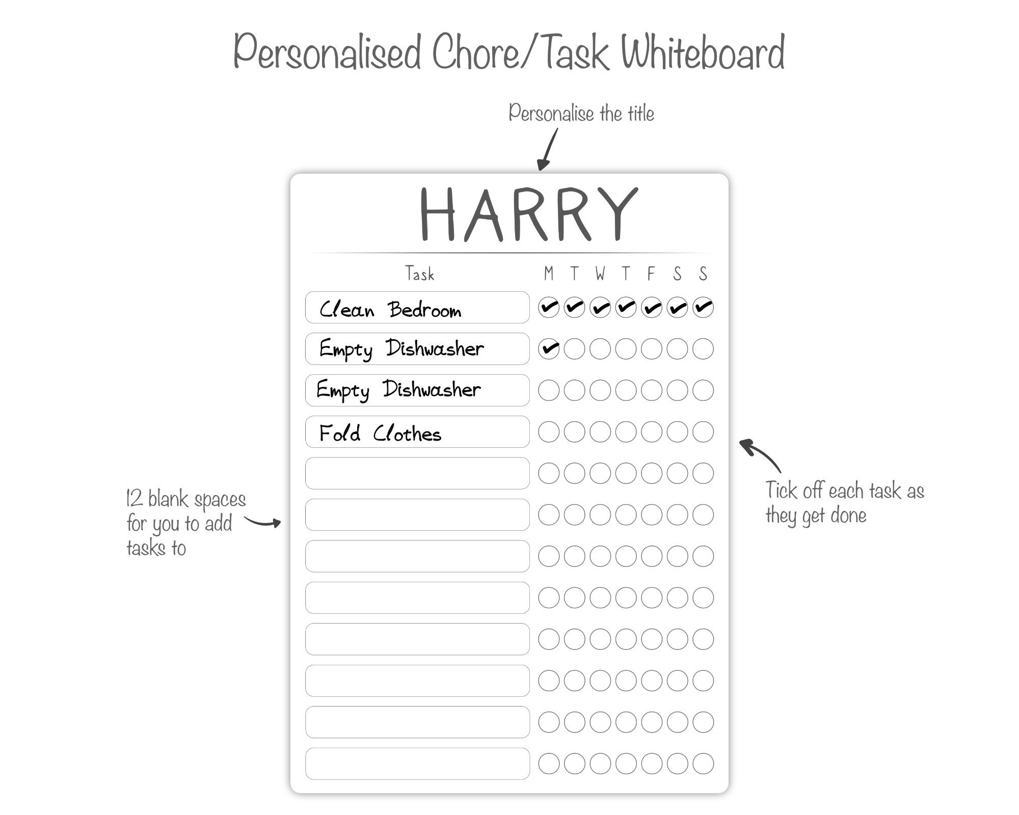 Personalised Chore Chart for Kids Whiteboard Custom - Etsy UK