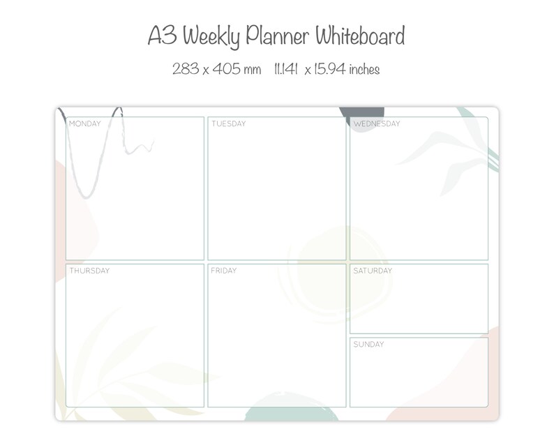 Weekly Planner Whiteboard Large A3 Weekly Dry Wipe Wall - Etsy