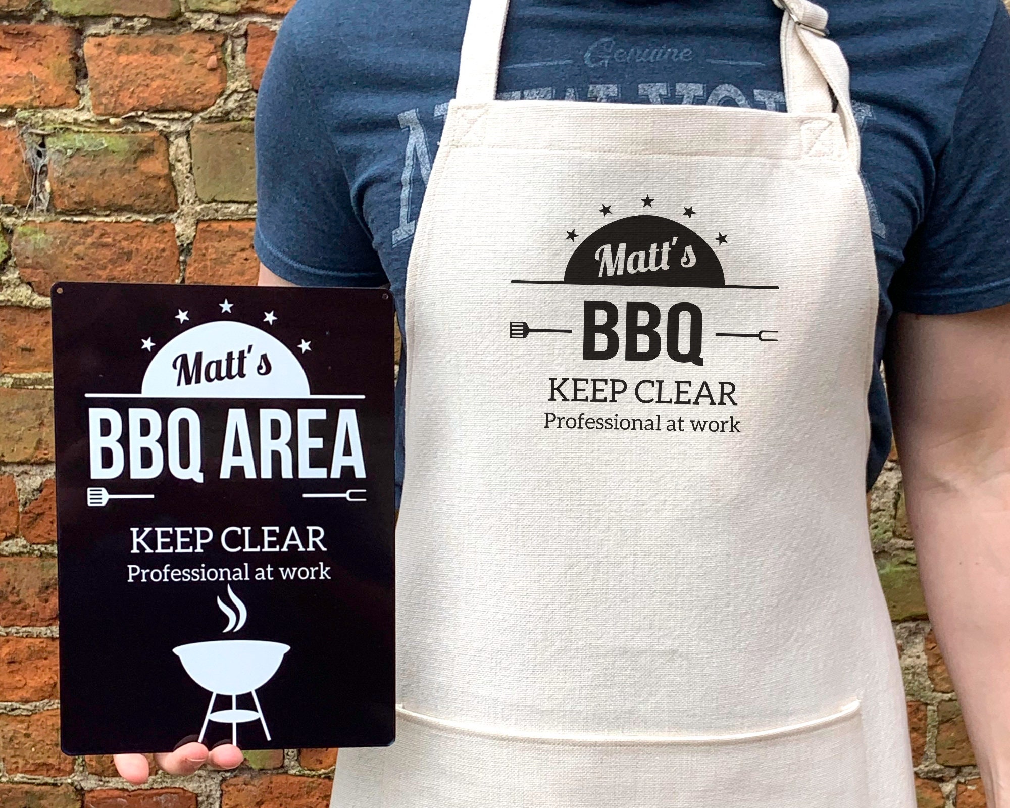 Personalised BBQ Apron and Sign Set Men's Barbecue Apron - Etsy