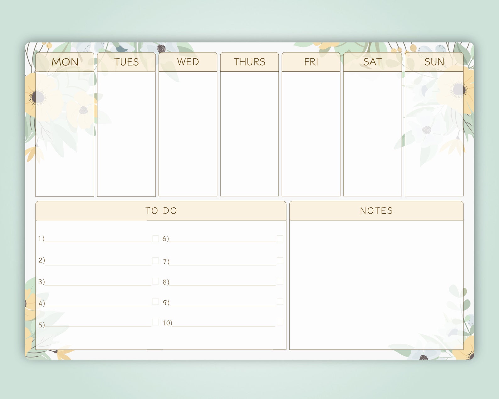 A3 Floral Dry Wipe Whiteboard Weekly Family Planner. To-do List and ...