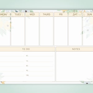 A3 Floral Dry Wipe Whiteboard Weekly Family Planner. To-do List and ...