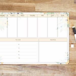 A3 Floral Dry Wipe Whiteboard Weekly Family Planner. To-do List and ...