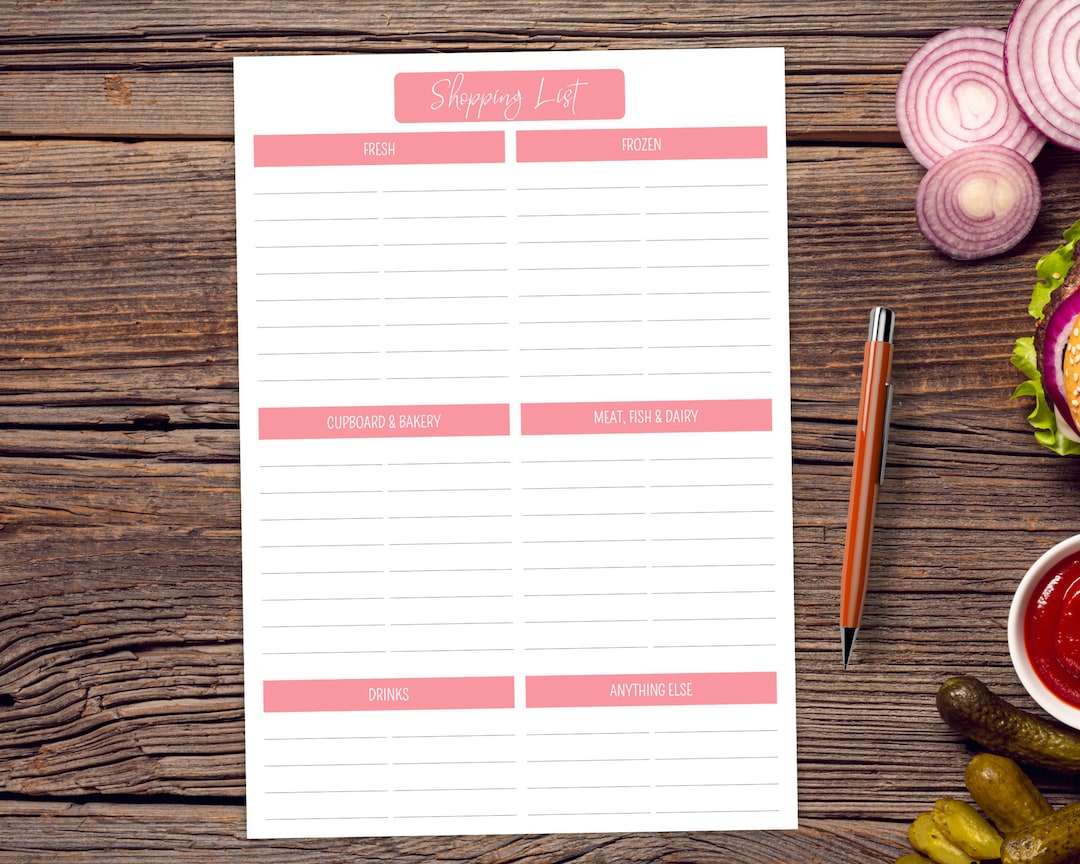 Personalised Sectioned Shoppings List Tear off Notepad, Grocery List ...