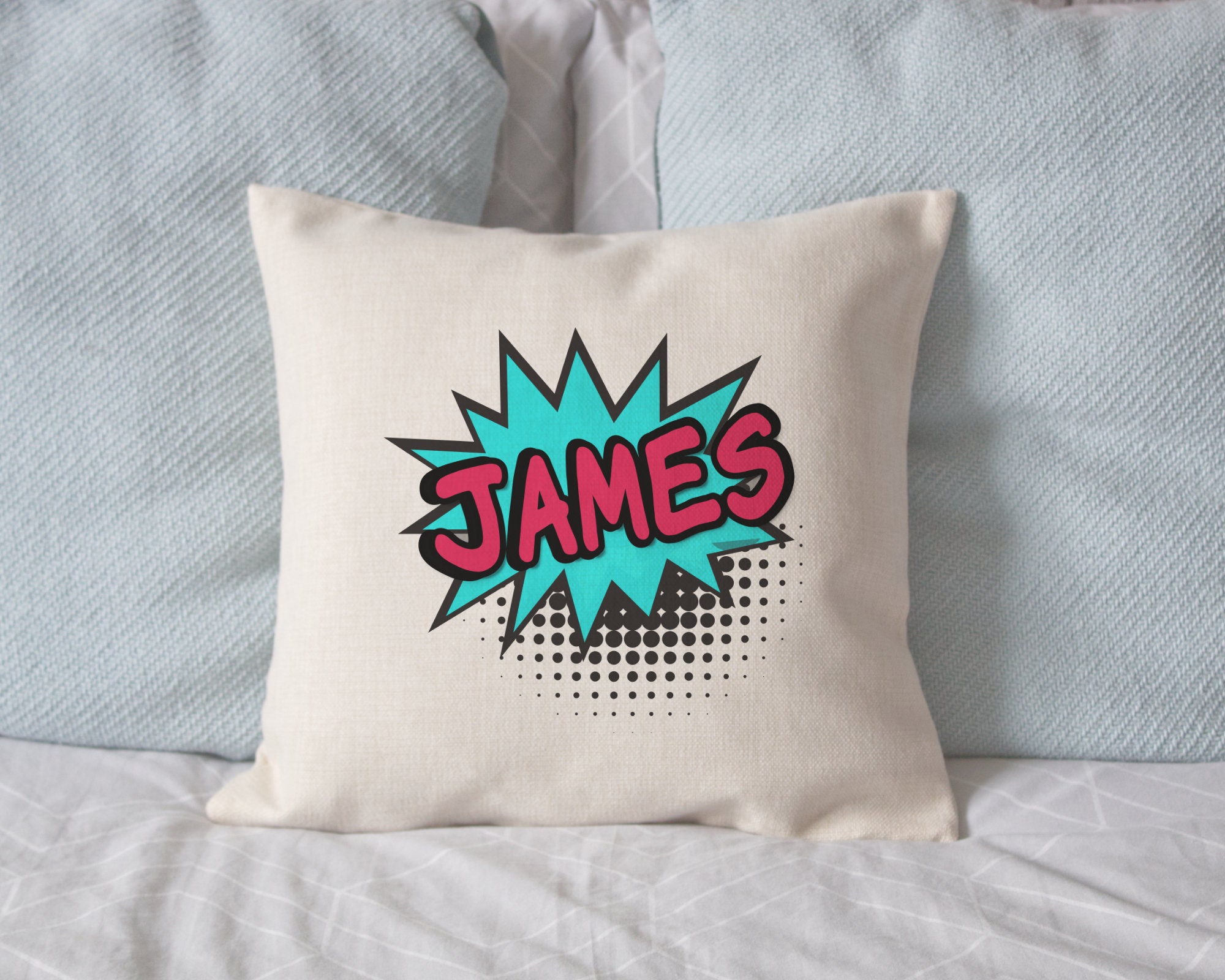 Comic Strip Personalised Cushion Cover, Superhero Children's Linen ...