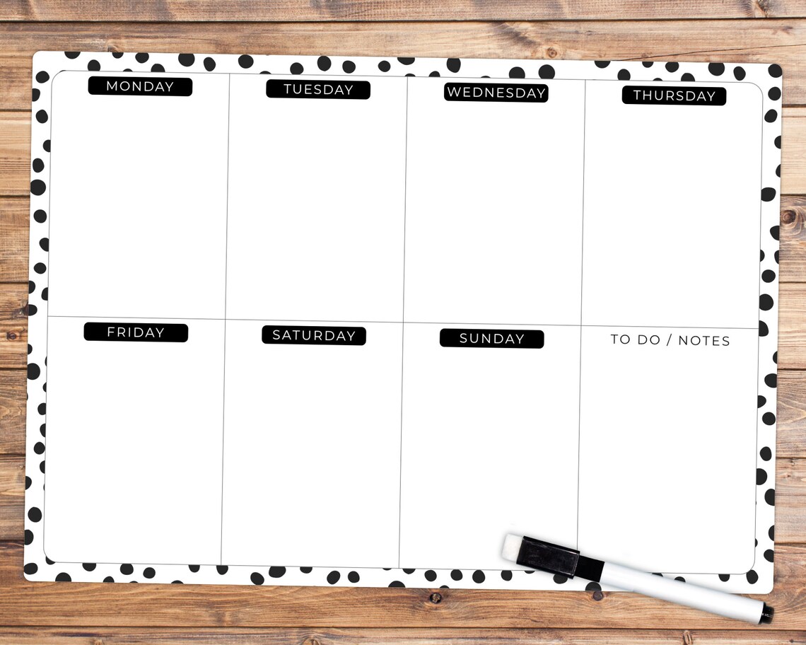 A4 Weekly Wall Planner Dry Erase Whiteboard Family Planner | Etsy UK