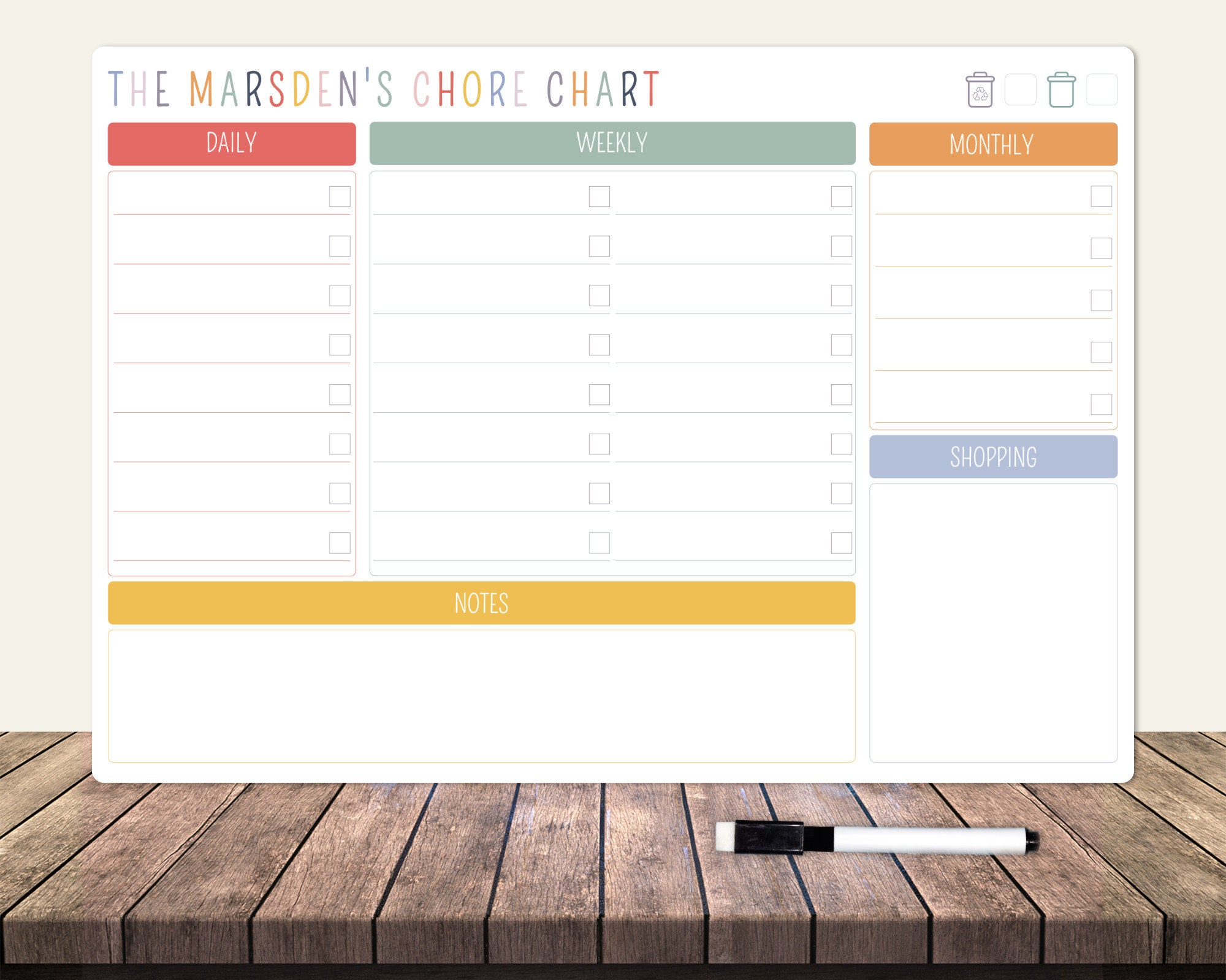 A3 Personalised Dry Wipe Whiteboard Household Chores Checklist - Etsy UK