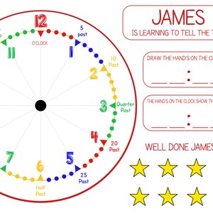 Personalised Kids Learning to Tell the Time Download, Telling the Time ...