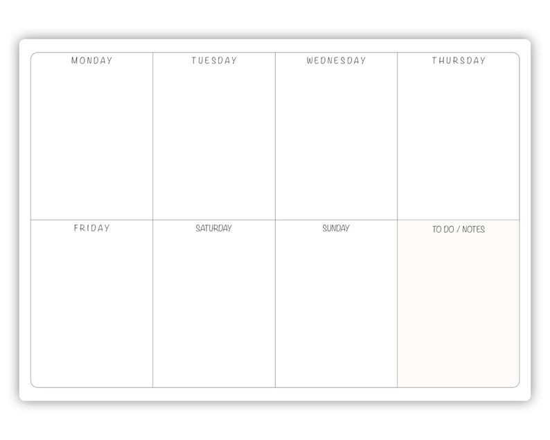 Personalised Weekly Planner Whiteboard, Family Planner Dry Wipe, Meal ...