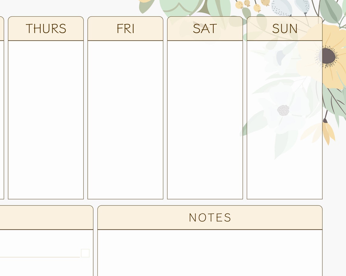 A3 Floral Dry Wipe Whiteboard Weekly Family Planner. To-do List and ...