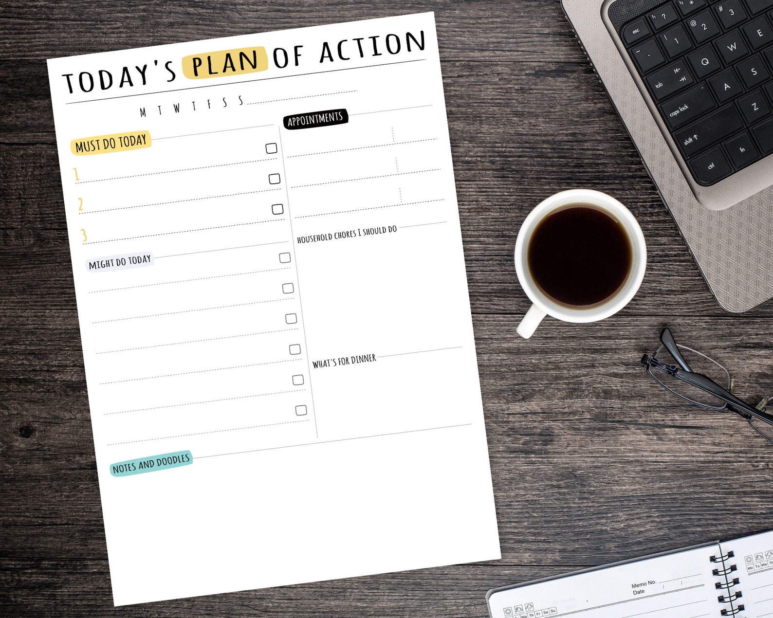 Daily Planner Notepad - Desk Pad Planner - to Do List Notepad - A5, A4 ...