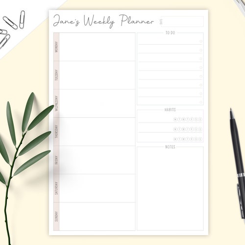 Weekly Planner Pad A4 Undated Goal Setting Desk Organiser - Etsy
