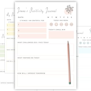 Paper A4 or A5 Worry Diary Childrens Mental Health Planner Personalised ...