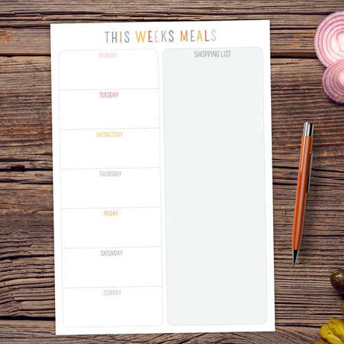 Paper Family Weekly Meal Plan Personalized Notepad Meal Planner with ...