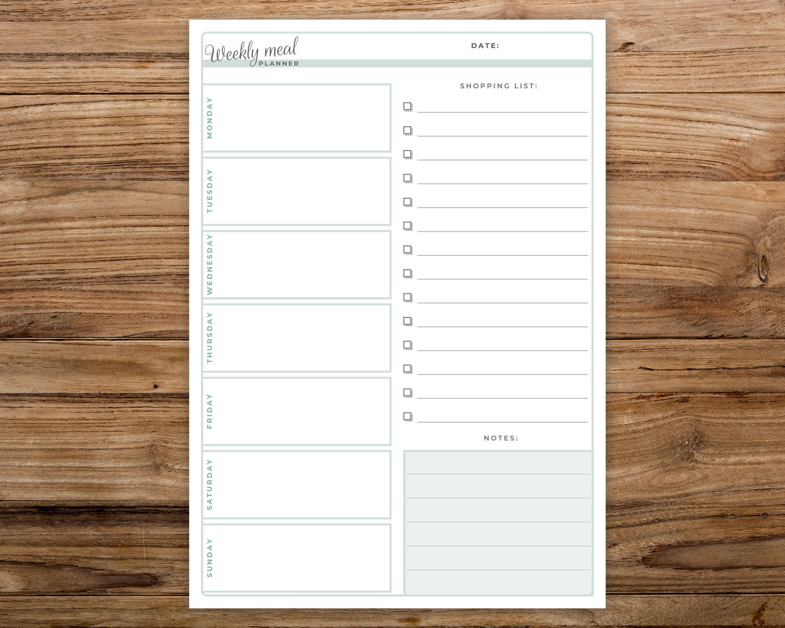 INSTANT DOWNLOAD Weekly Meal Planner Notepad Desk Pad Menu | Etsy